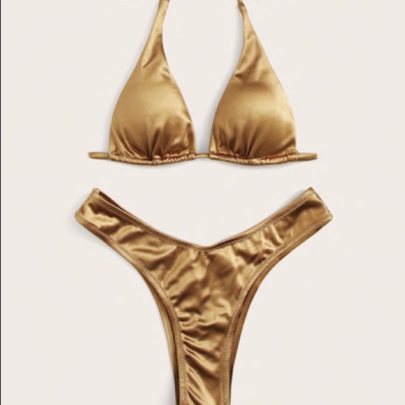 Swim | Metallic Bronze High Cut Bikini Nwt | Poshmark